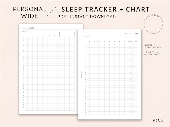 Sleep Tracker Sleep Chart Personal Wide Printable Planner - Etsy