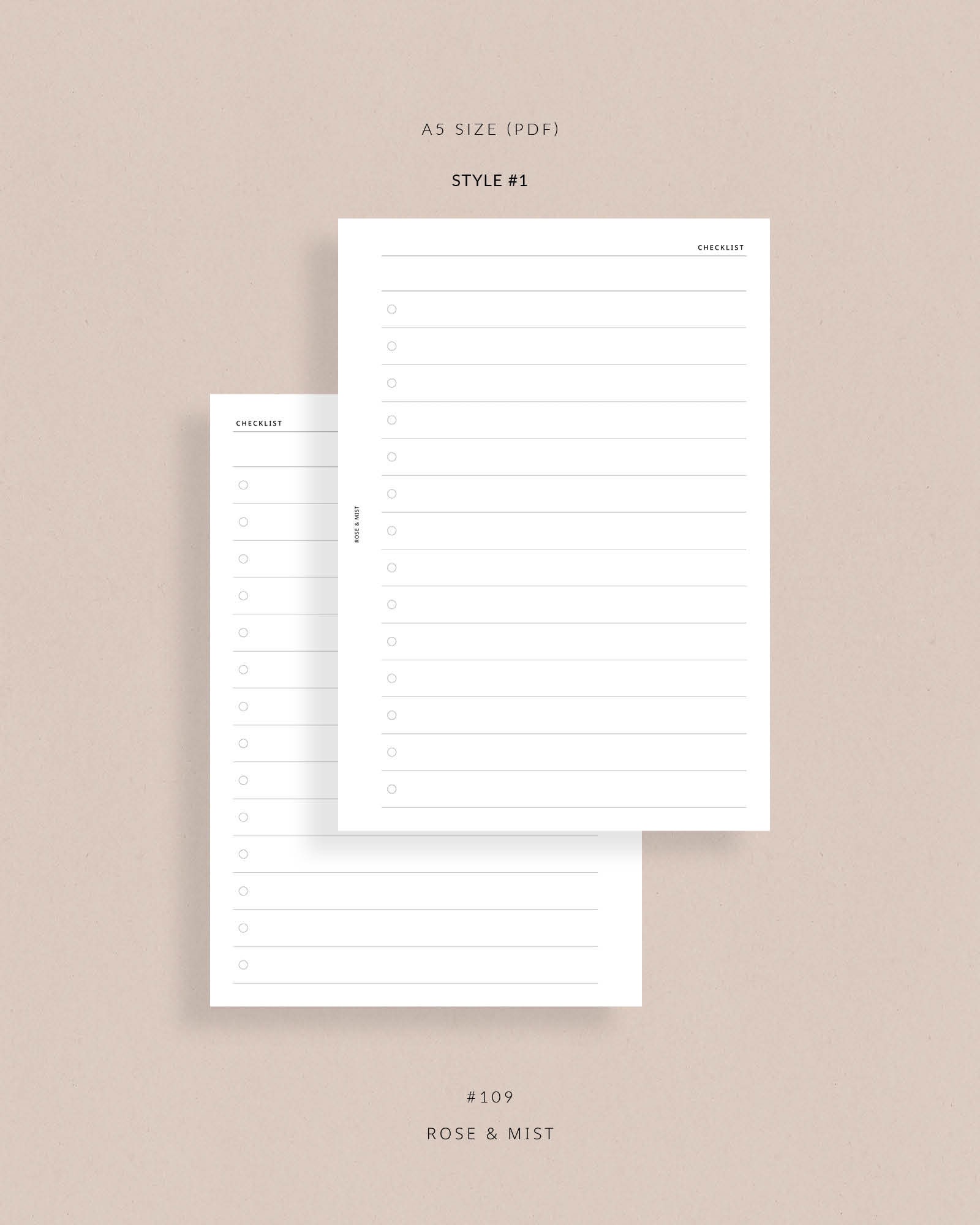 Large Checklists | A5 Printable Planner - to Do List, Inbox, Brain Dump ...