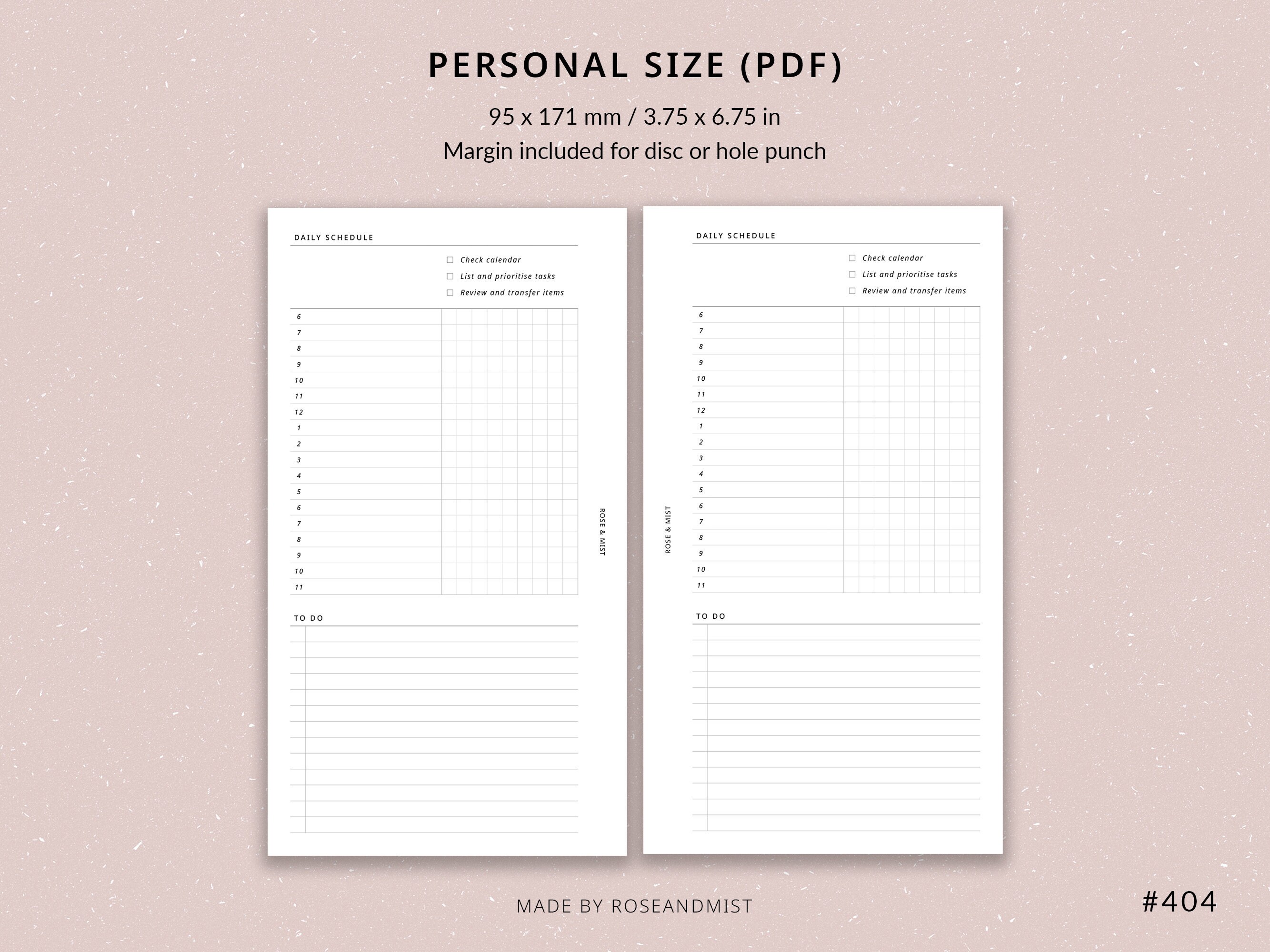 Daily Schedule Side Grid DO1P Personal Printable Planner Personal ...