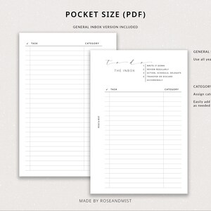 Monthly Inbox Bundle | Pocket Printable Planner - Inbox Checklist ...