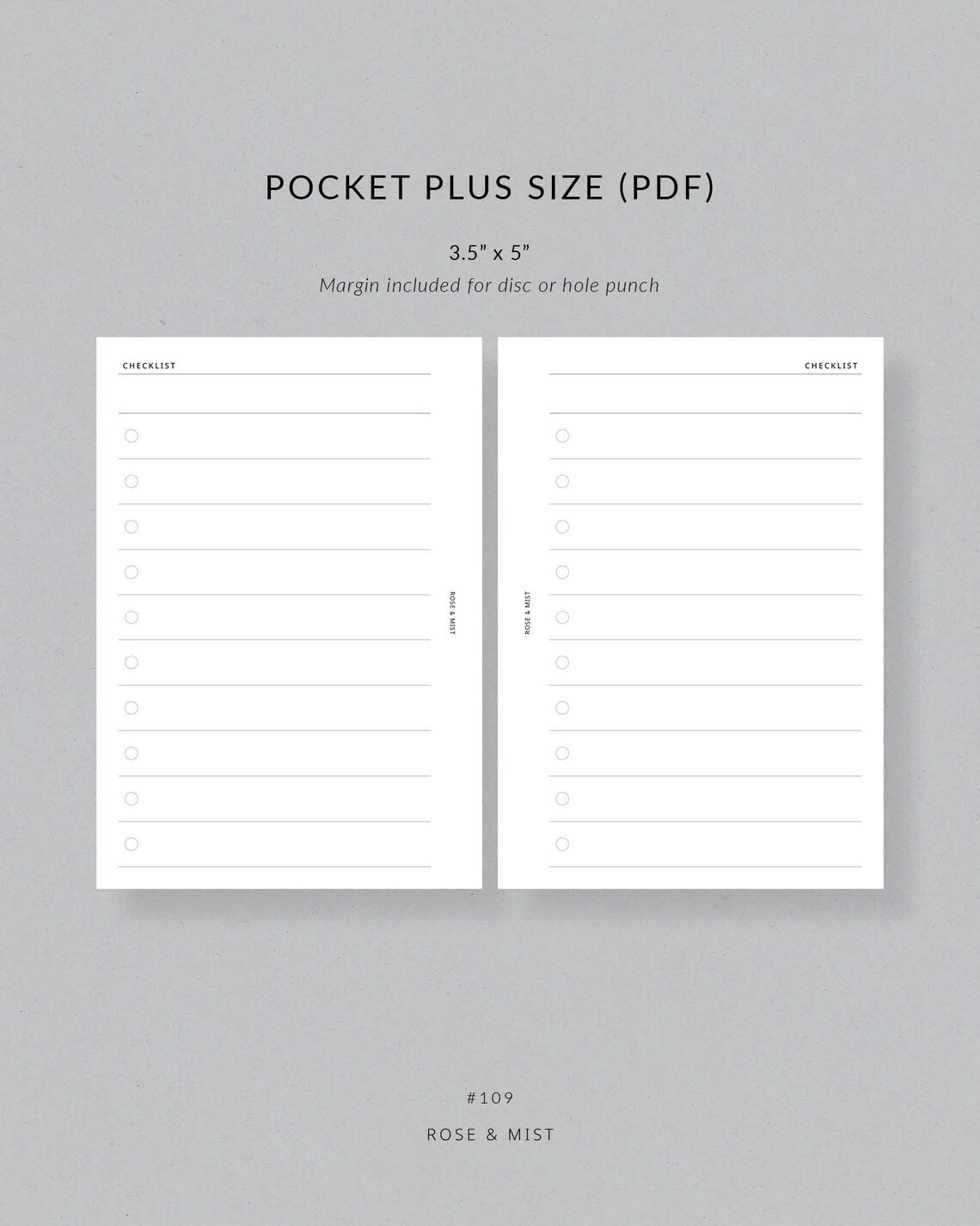 Large Checklists | Pocket Plus Printable Planner - to Do List, Inbox ...