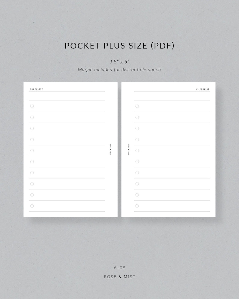 Large Checklists | Pocket Plus Printable Planner - to Do List, Inbox ...