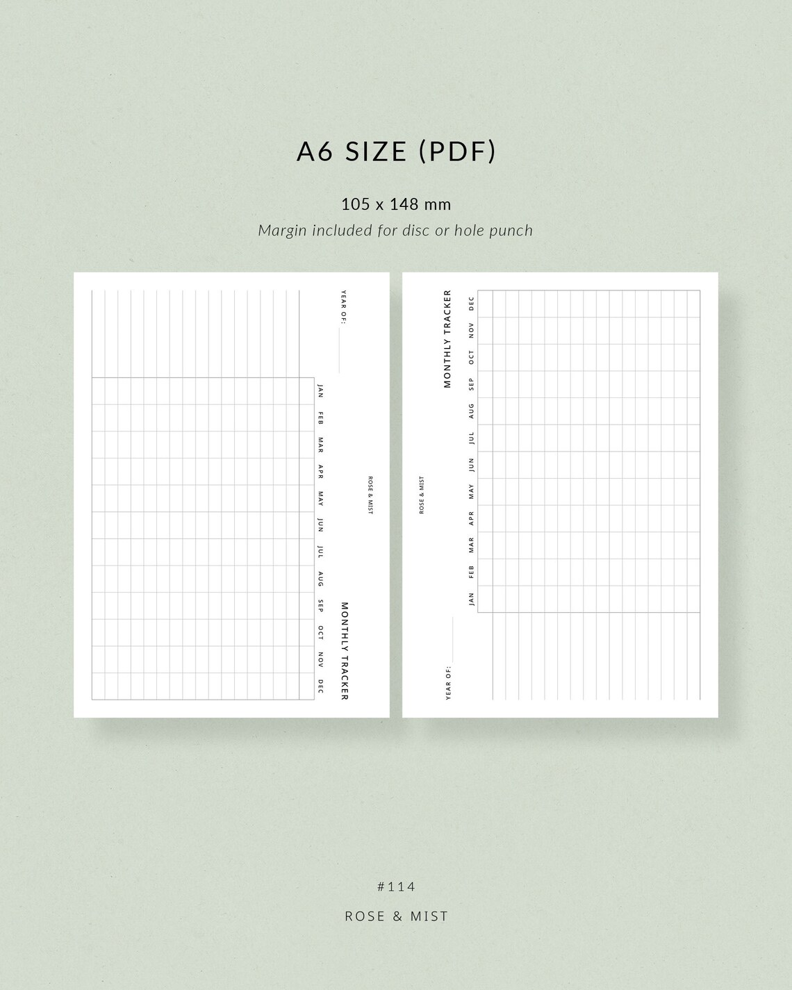 Monthly Tracker A6 Planner Printable Yearly View, A6 Planner Inserts ...