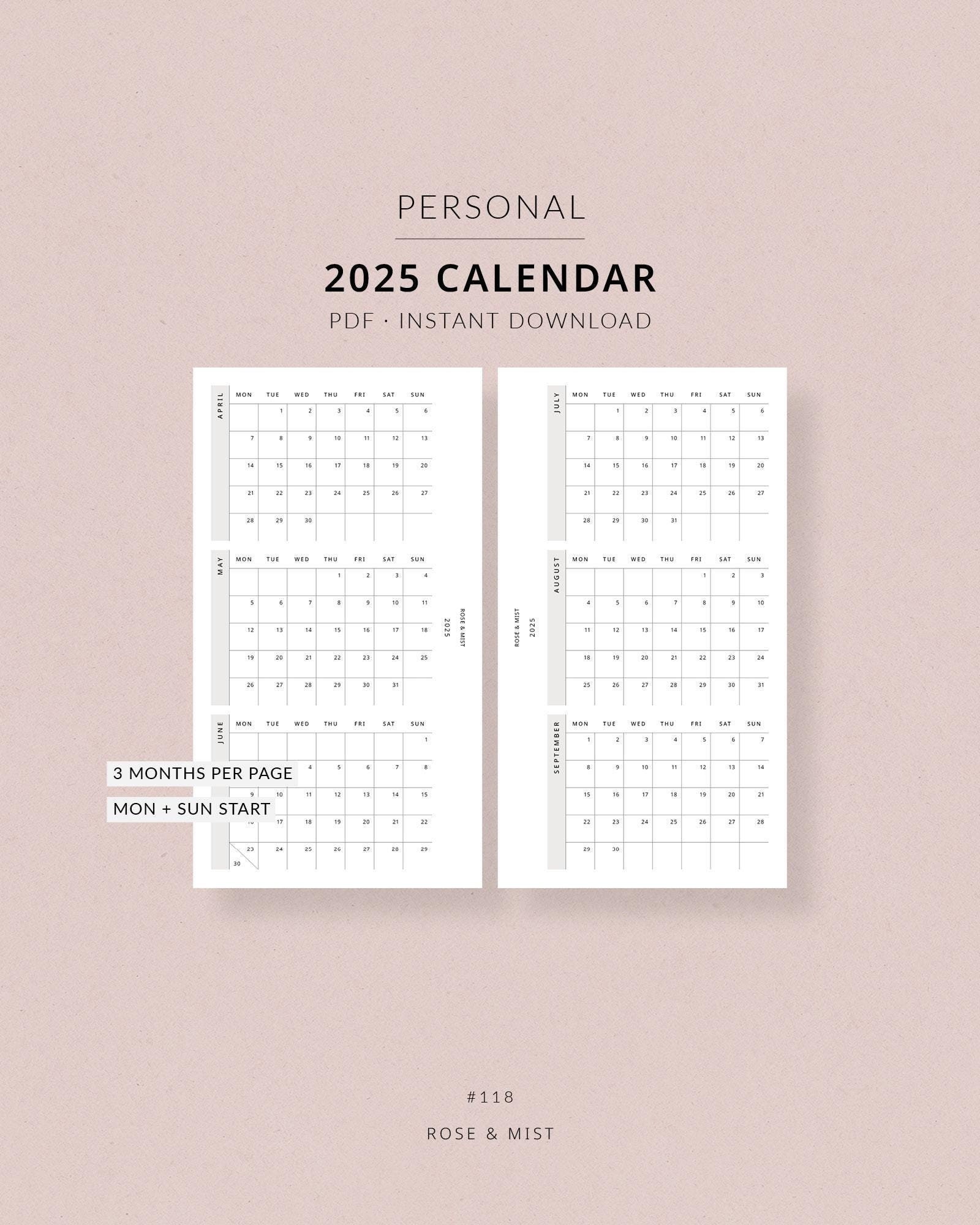 2025 Calendar Personal Printable Planner Dated 2025 Planner, Calendar ...