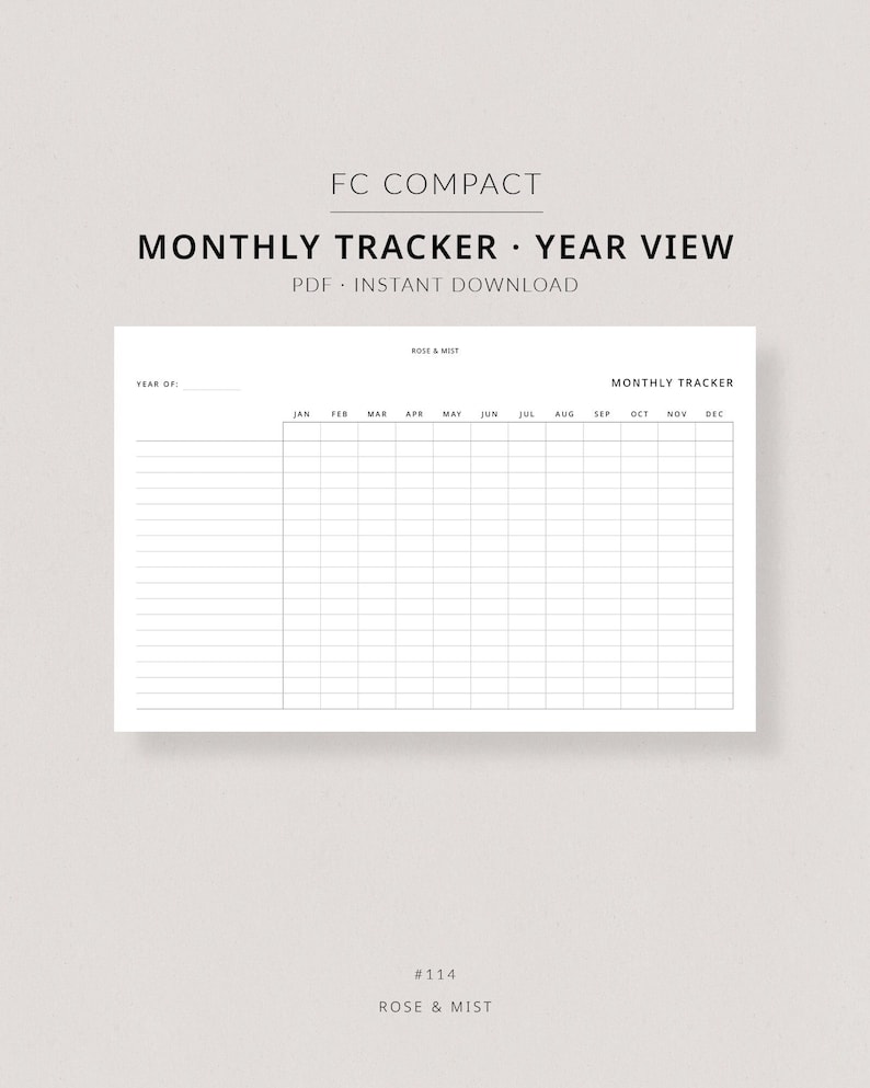 Monthly Tracker | FC Compact Planner Printable - Yearly View, Franklin Covey Compact Planner ...