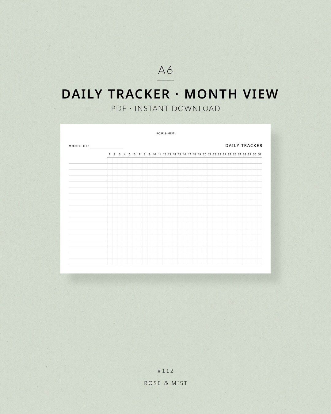 Daily Tracker | A6 Printable Planner - Daily Habit Tracker, Daily ...