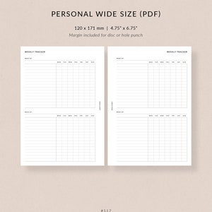 Weekly Tracker Personal Wide Planner Printable Weekly Task Tracker ...