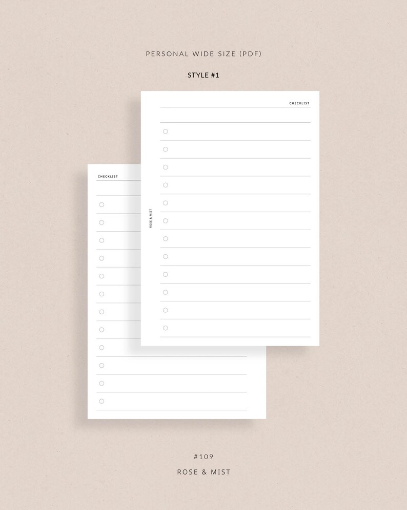 Large Checklists Personal Wide Printable Planner to Do - Etsy