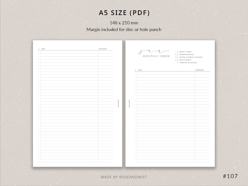 Monthly Inbox Bundle | A5 Planner Printable - Inbox Tracker, Inbox ...