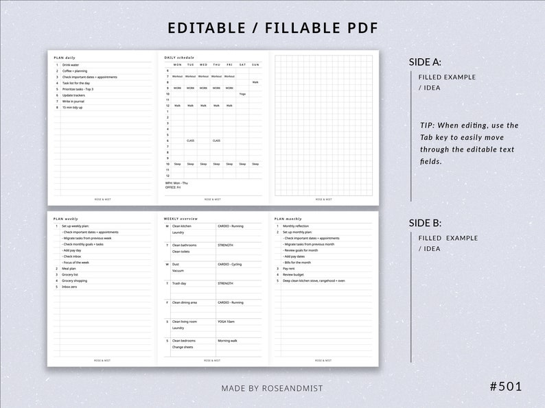 Routine Planner Reference Tri-fold Planner Printable Daily - Etsy