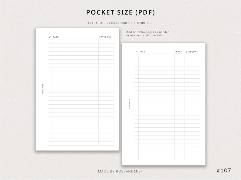 Monthly Inbox Bundle | Pocket Printable Planner - Inbox Checklist ...