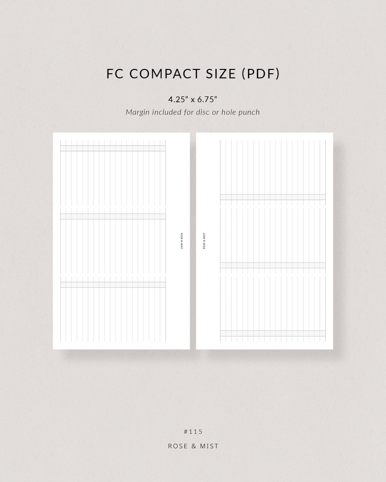 Horizontal Checklist FC Compact Printable Planner to Do List, Bullet ...