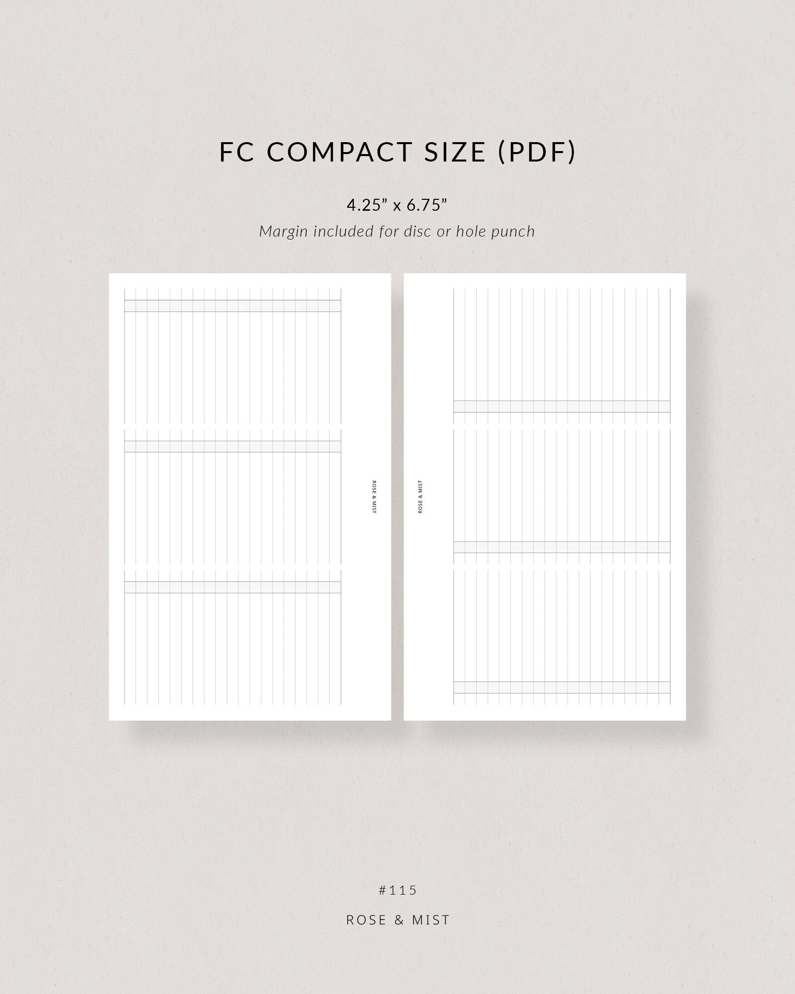 Horizontal Checklist | FC Compact Printable Planner - to Do List ...