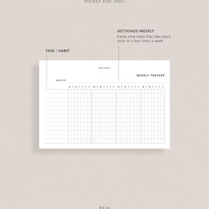 Weekly Tracker | Pocket Planner Printable - Weekly Task Tracker, Daily ...