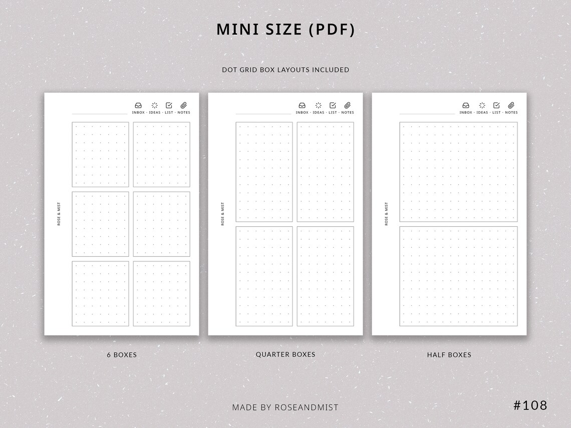Brain Dump Pages | Filofax Mini Printable Planner - Inbox, Ideas, Notes ...
