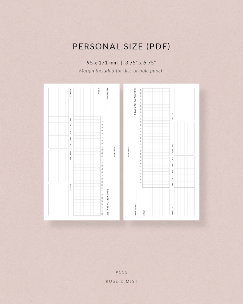 Monthly Tracker Overview Personal Planner Printable Daily Weekly ...