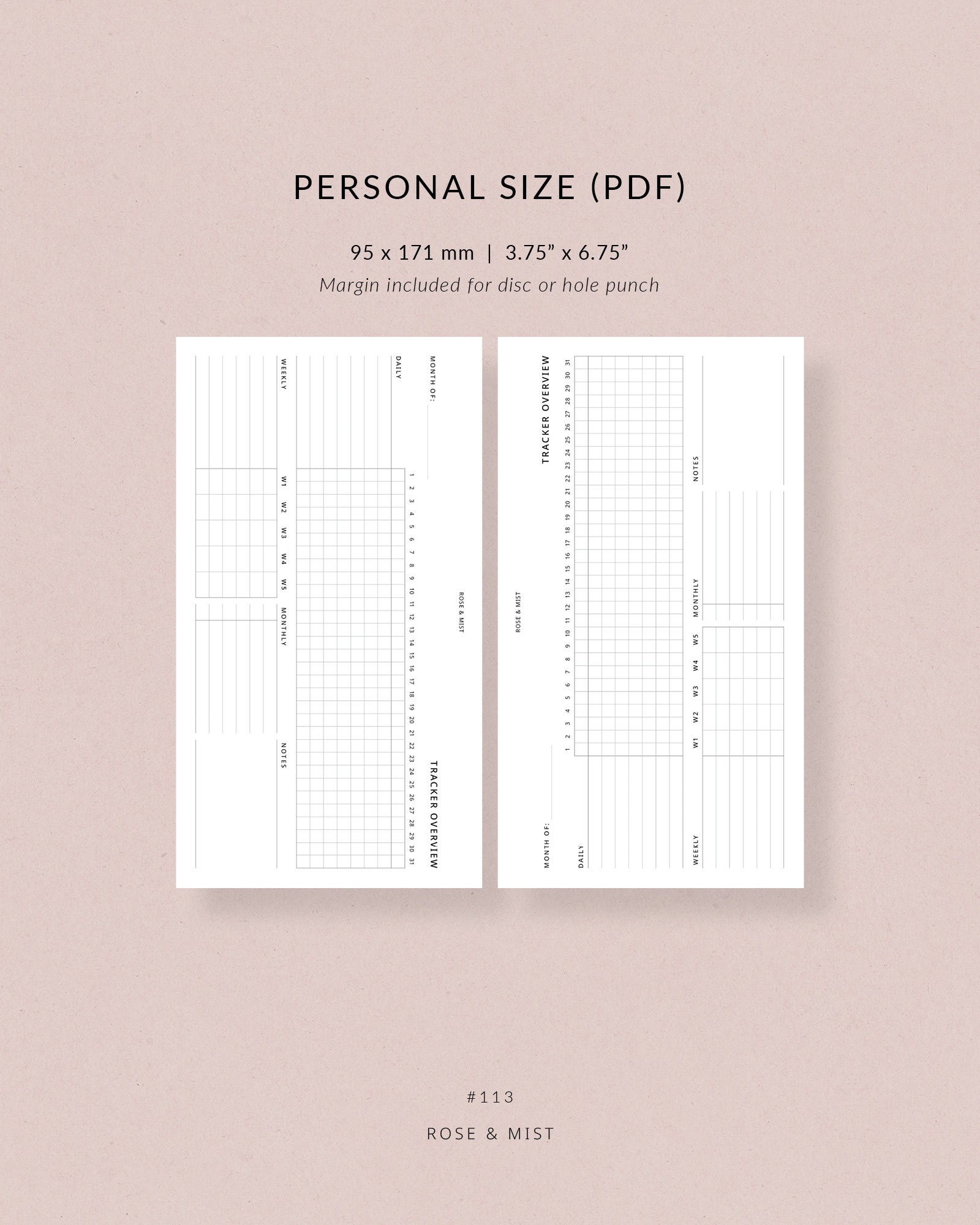 Monthly Tracker Overview Personal Planner Printable Daily Weekly ...