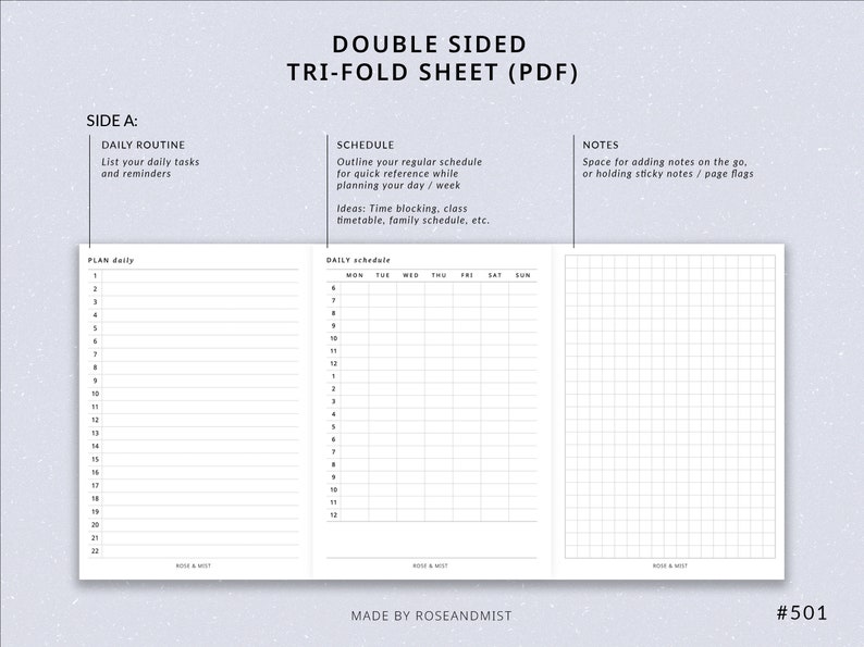 Routine Planner Reference Tri-fold Planner Printable Daily - Etsy