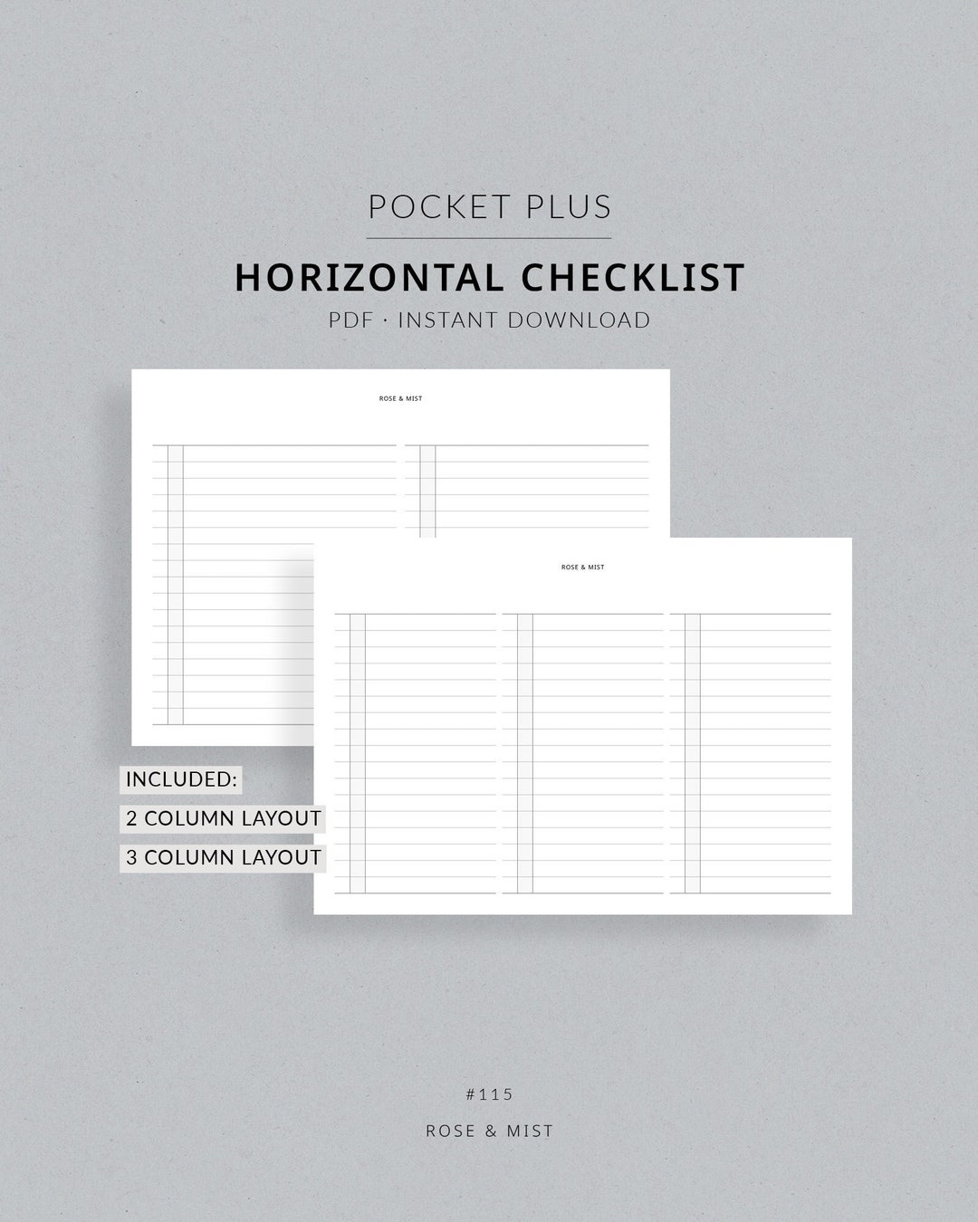Horizontal Checklist | Pocket Plus Printable Planner - to Do List ...