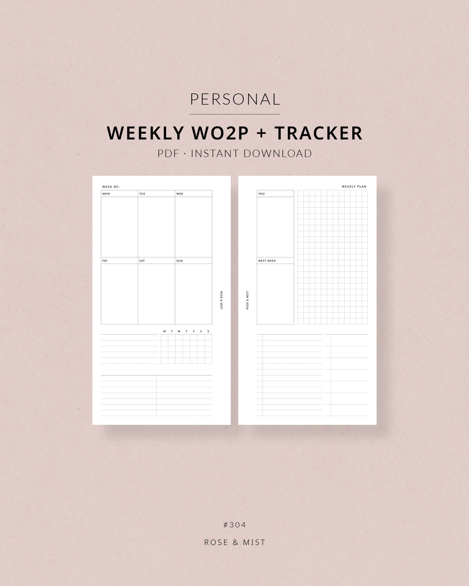 Weekly Planner WO2P + Tracker | Personal Printable Planner - Personal ...