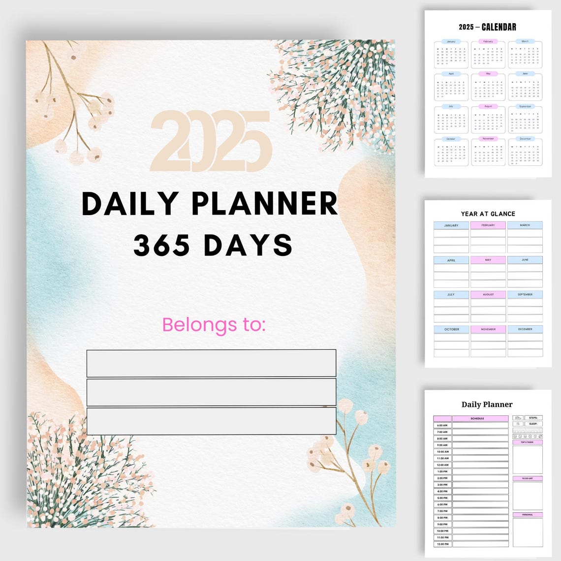 2025 Daily Planner 365 Days Organizer Undated Digital Planner Goal ...