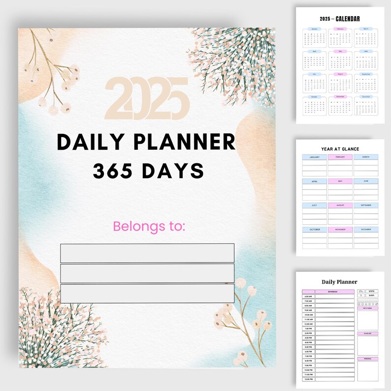 2025 Daily Planner 365 Days Organizer Undated Digital Planner Goal ...