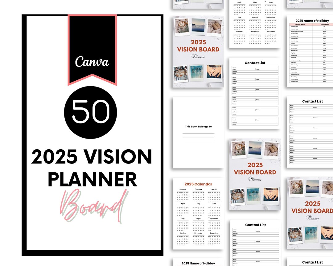 2025 Vision Board Planner Goal-setting & Dream Mapping Manifestation ...
