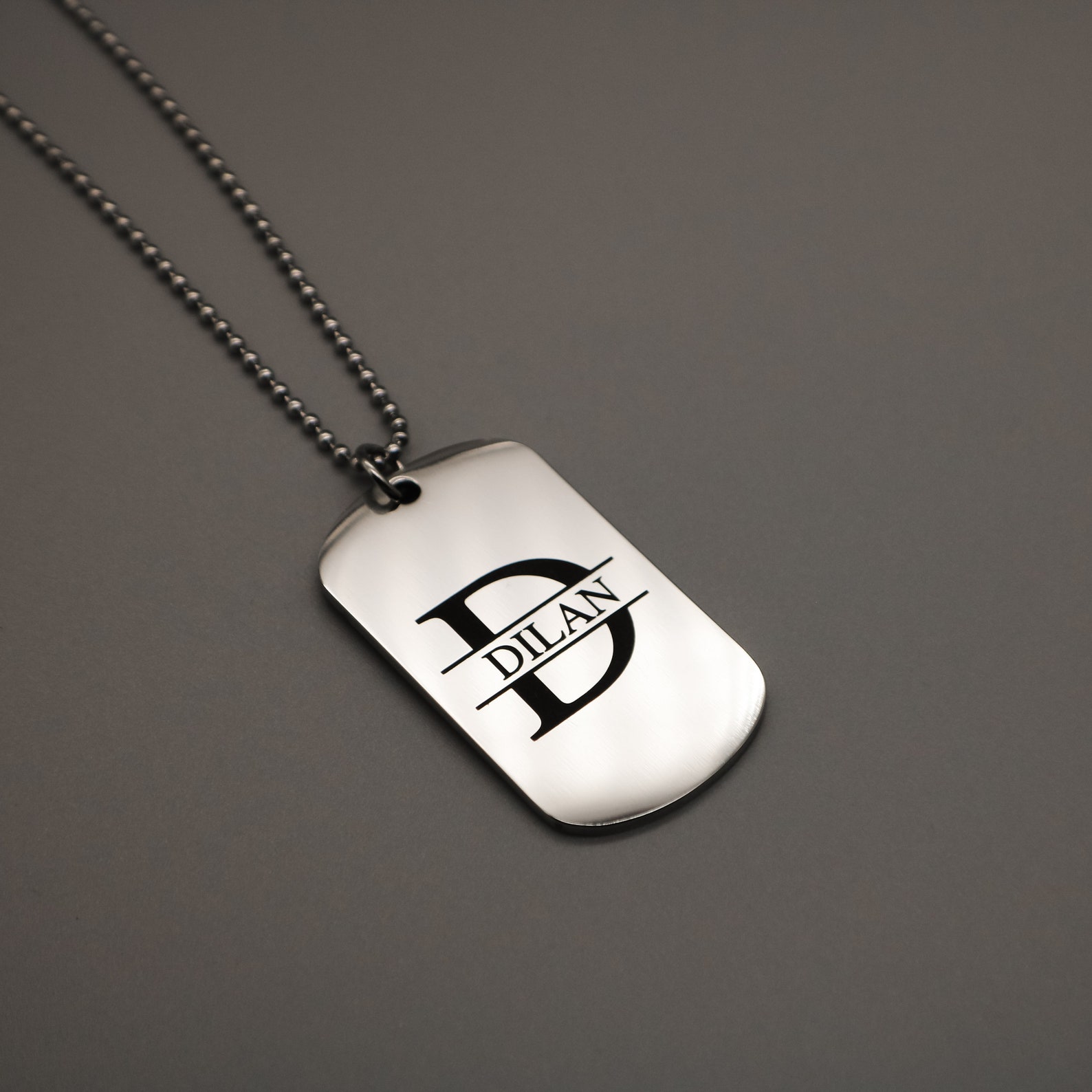 Mens Personalized Dog Tag Necklace, Stainless Steel, Engraved - Etsy