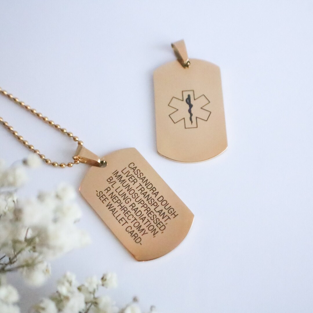 Personalized Medical Alert Dog Tag Necklace: Engraved ID, Stainless ...