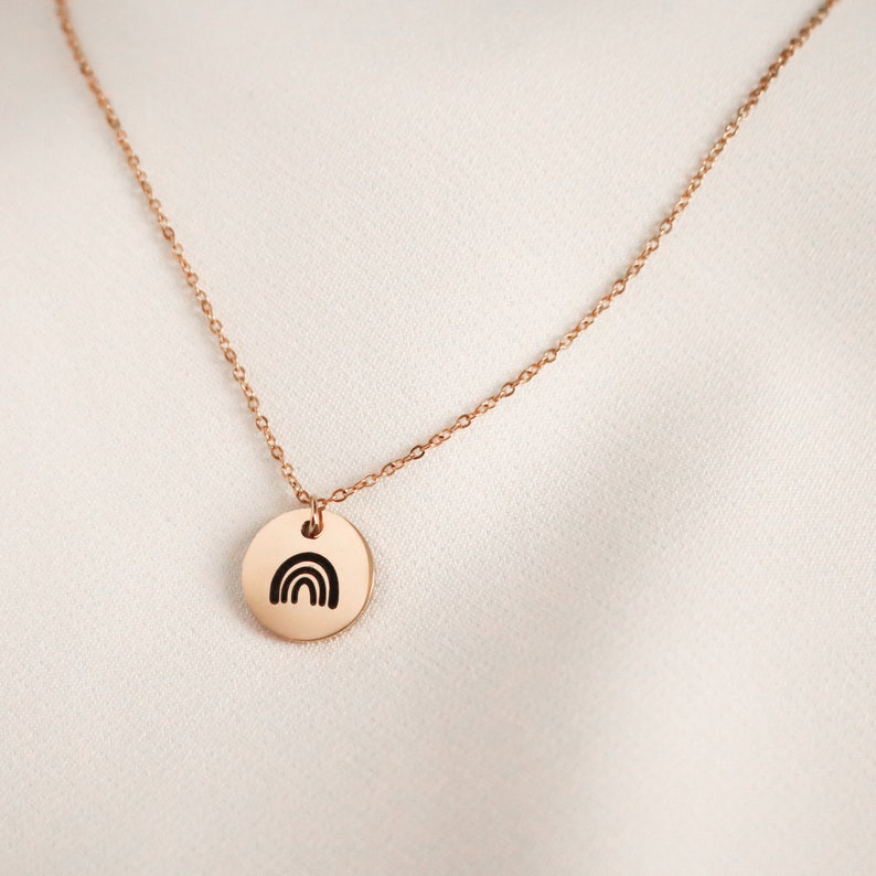 Dainty Rainbow Disc Necklace Personalized Rainbow Baby | Etsy