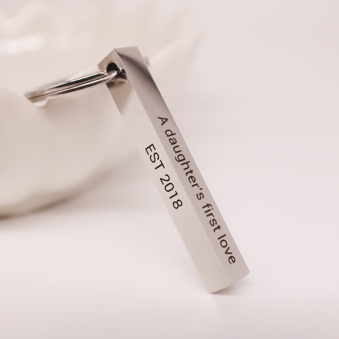 Customized 3D Vertical Bar Keychain, Personalized Keychain for Men ...