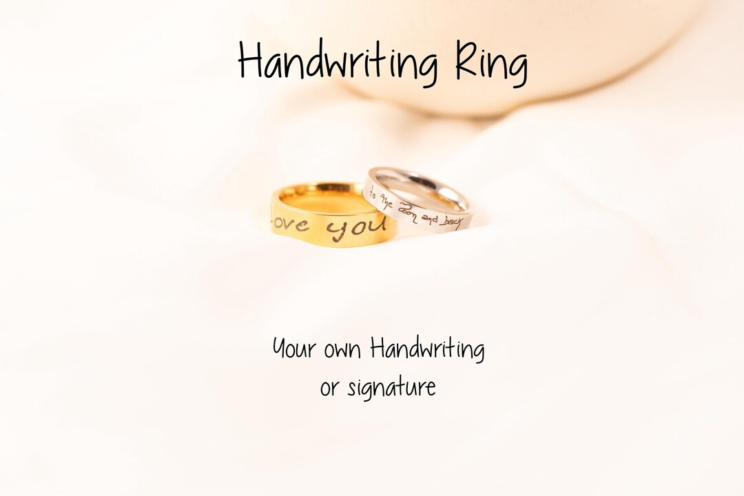 Personalized Handwriting Ring – 18K Gold Plated Stainless Steel, Custom ...