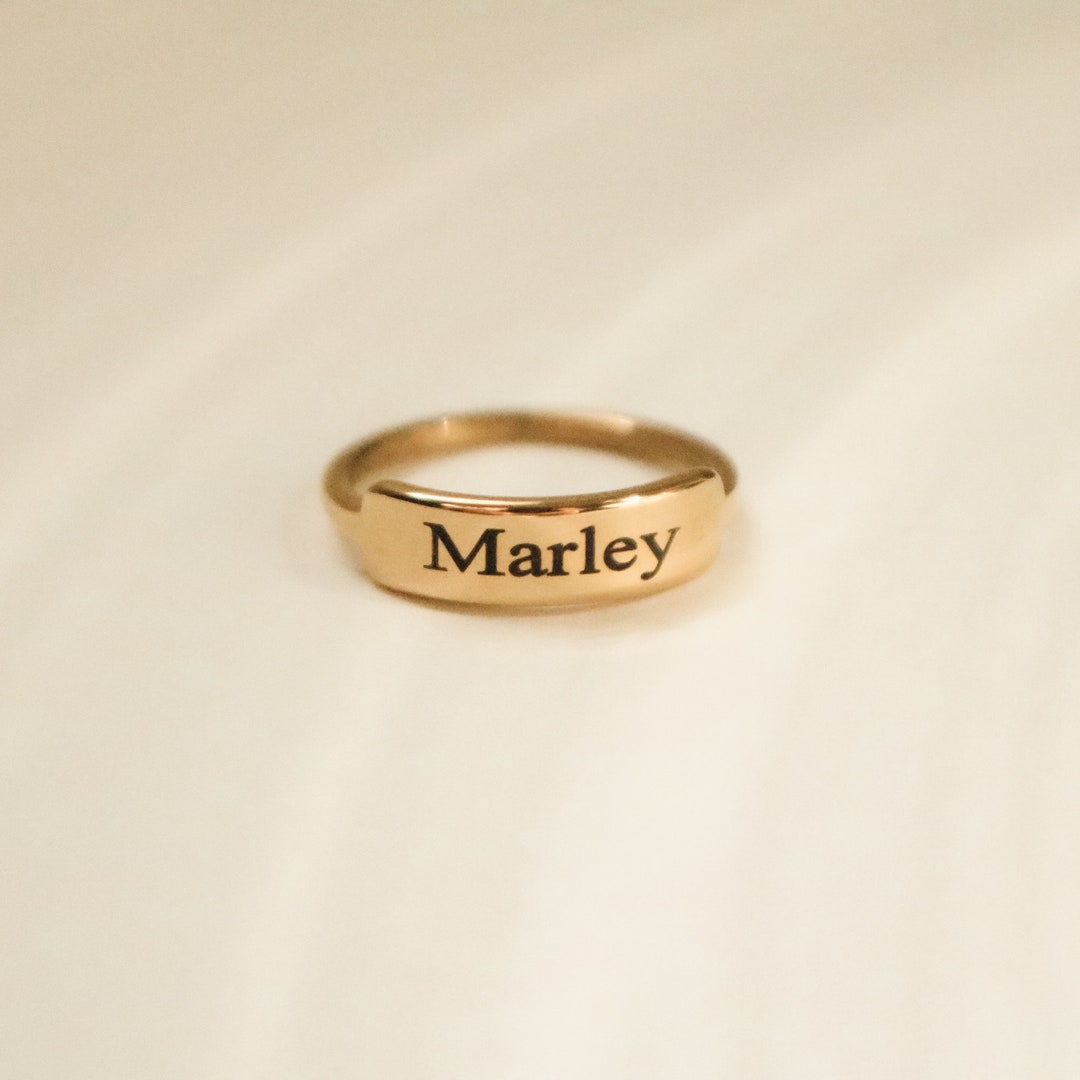 Engraved Name Ring: Personalized Gold Stainless Steel Band - Etsy