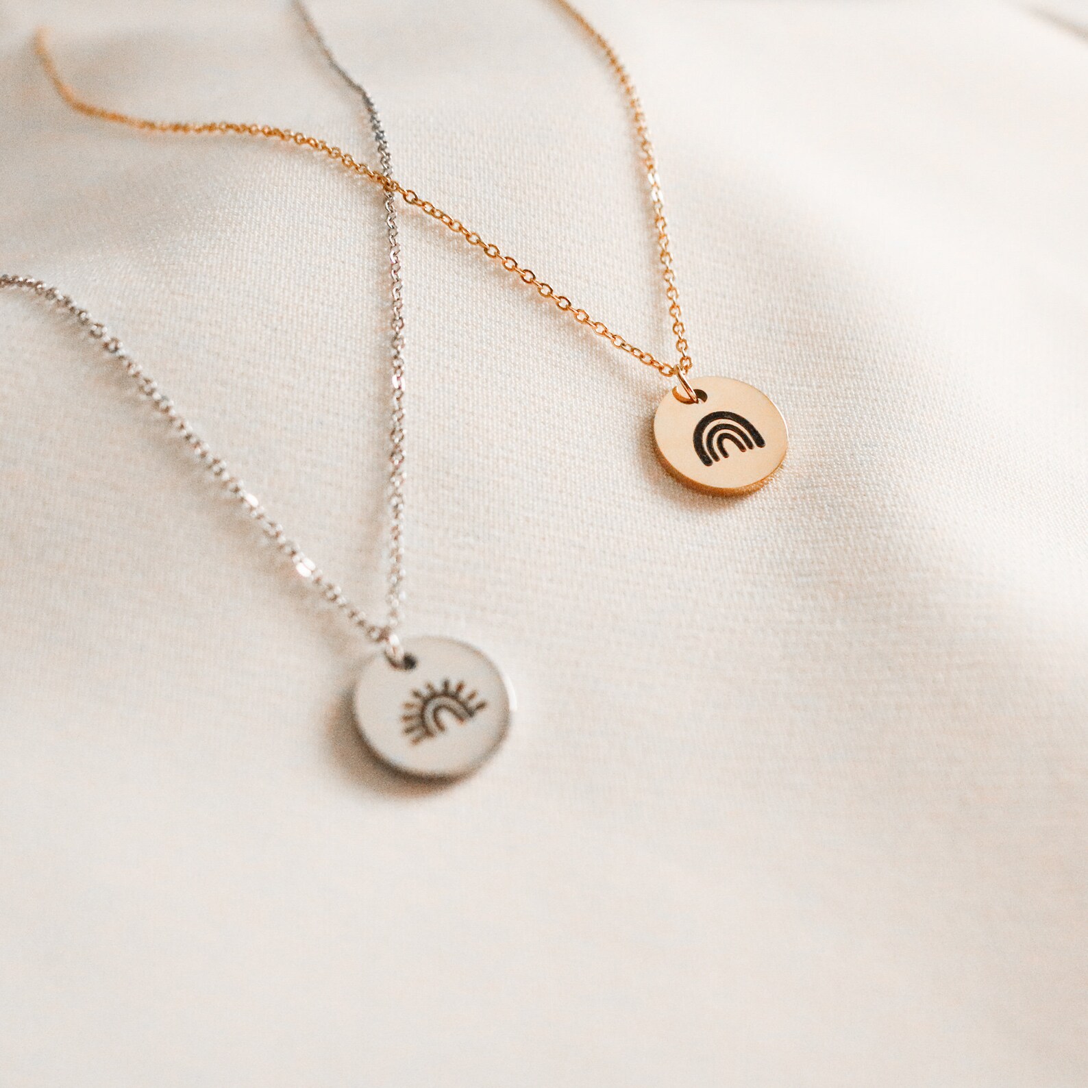 Dainty Rainbow Disc Necklace Personalized Rainbow Baby - Etsy