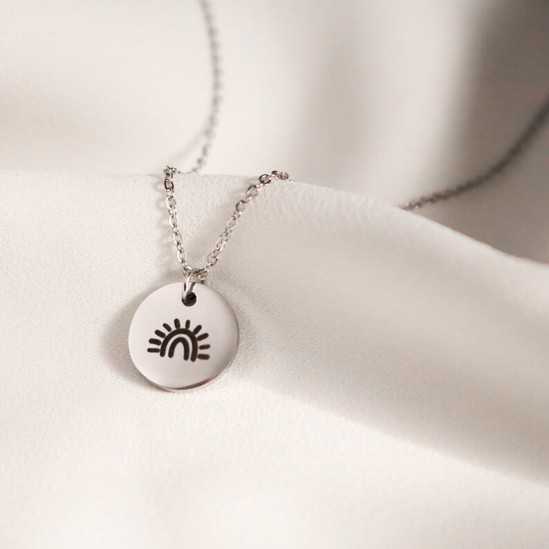 Dainty Rainbow Disc Necklace Personalized Rainbow Baby | Etsy