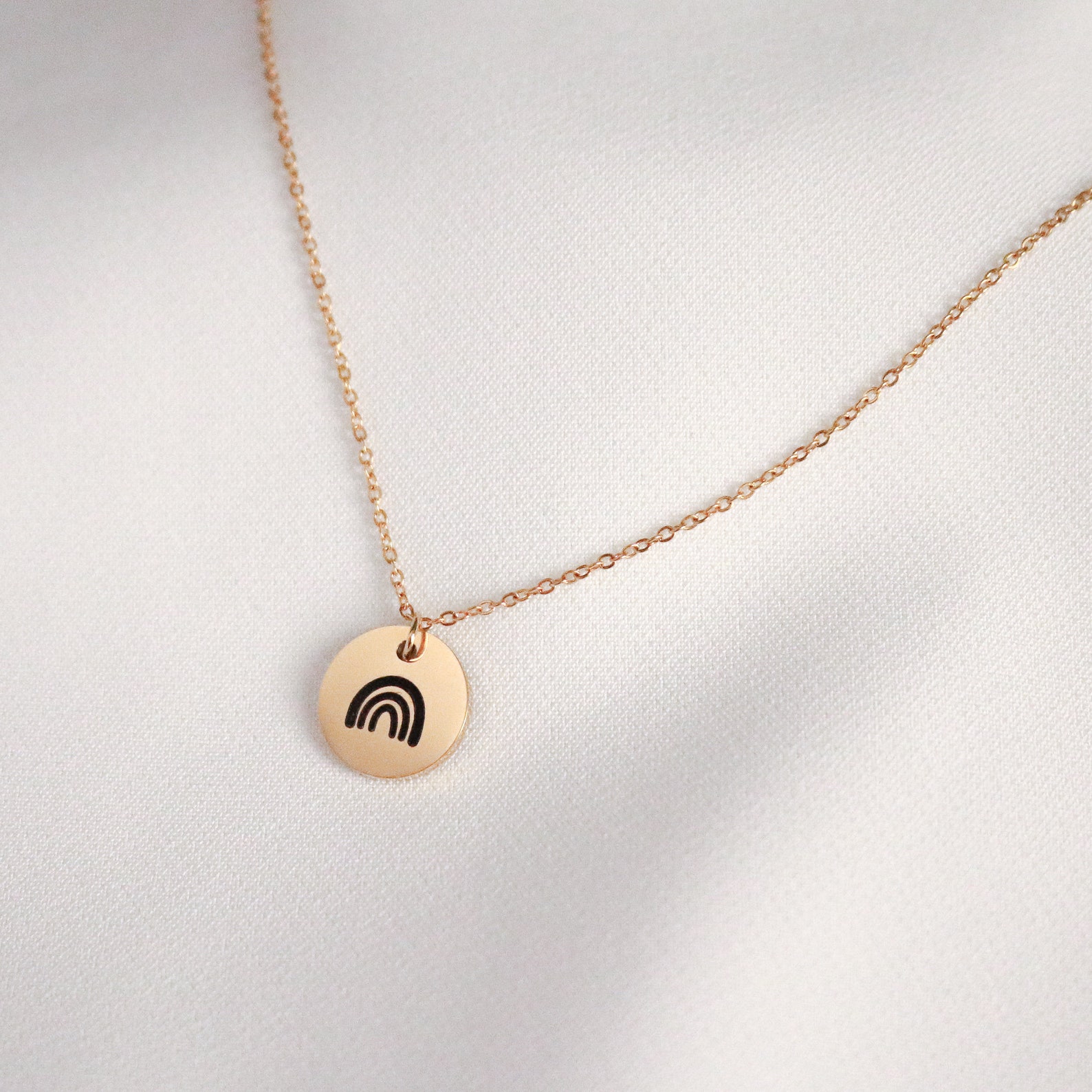 Dainty Rainbow Disc Necklace Personalized Rainbow Baby - Etsy