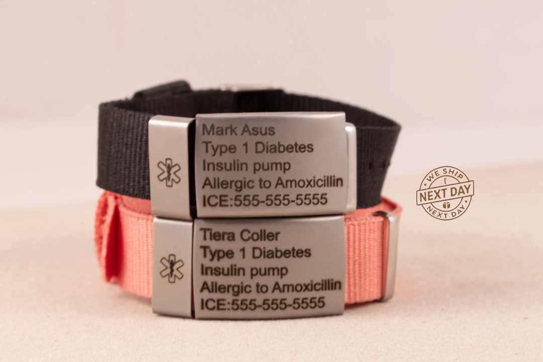 Personalized Medical ID Bracelet Diabetic Bracelet Medical Alert ...