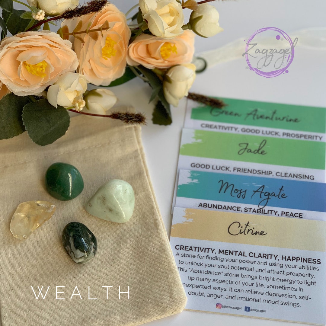 WEALTH/MONEY Crystal Healing Set, Gemstone Gift Set, Healing Stones ...