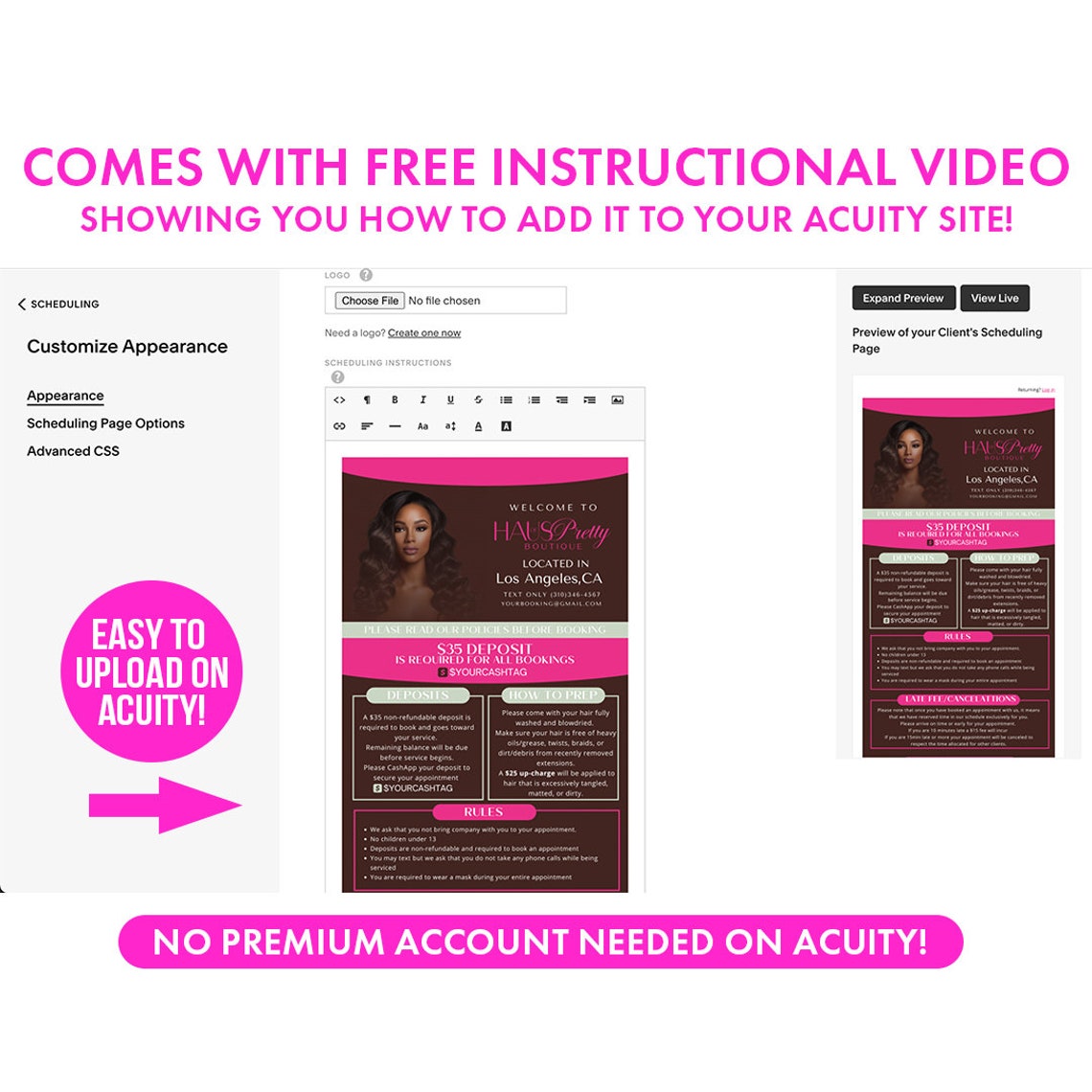Acuity Scheduling Template Acuity Template Acuity Booking - Etsy