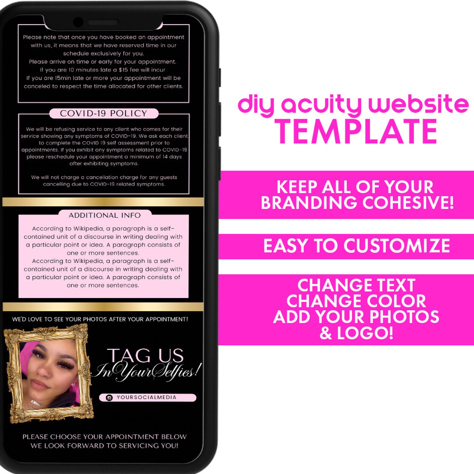Acuity Scheduling Template DIY Acuity Template Editable - Etsy