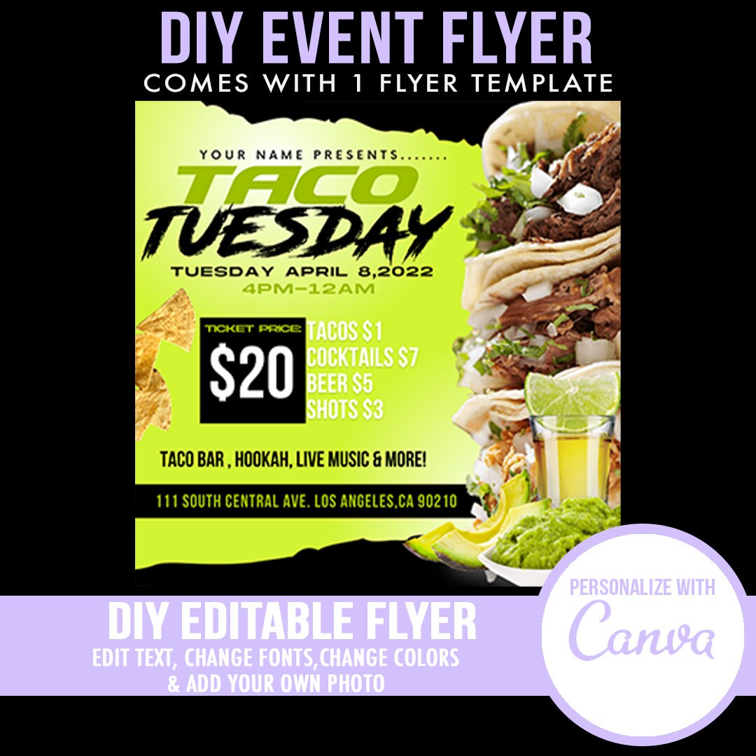 DIY Taco Tuesday Flyer - Taco Tuesday Flyer - DIY Birthday Flyer ...