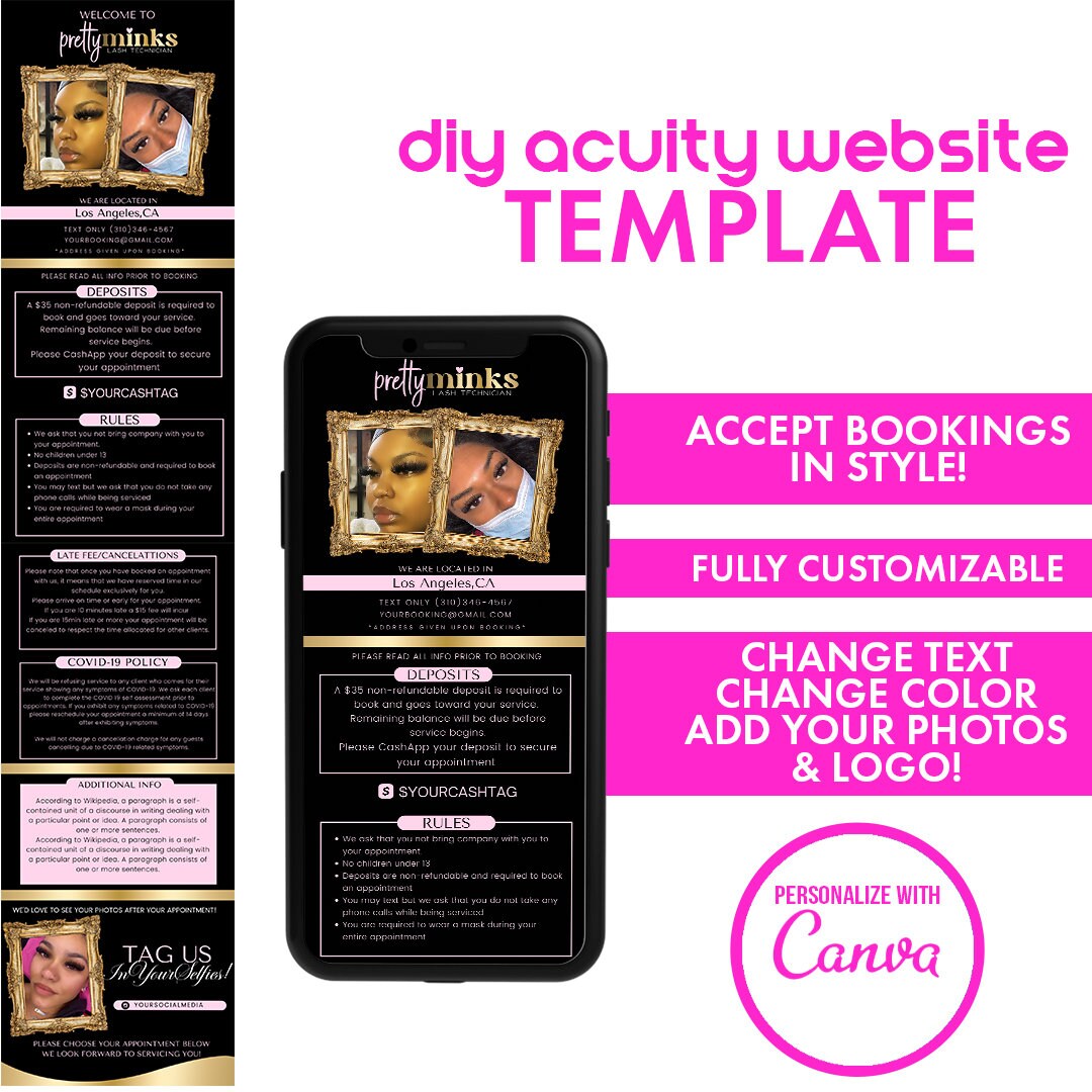 Acuity Scheduling Template DIY Acuity Template Editable - Etsy