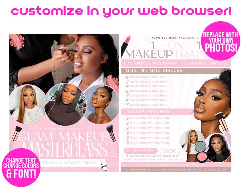 Course Flyers Class Flyer Template Training Flyer Makeup - Etsy