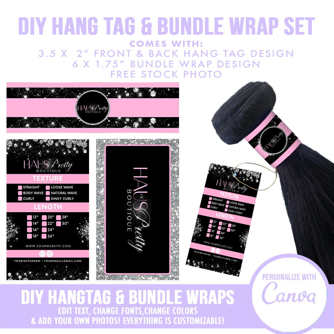 Glitter Hang Tags Glitter Bundle Wraps Hair Packaging - Etsy