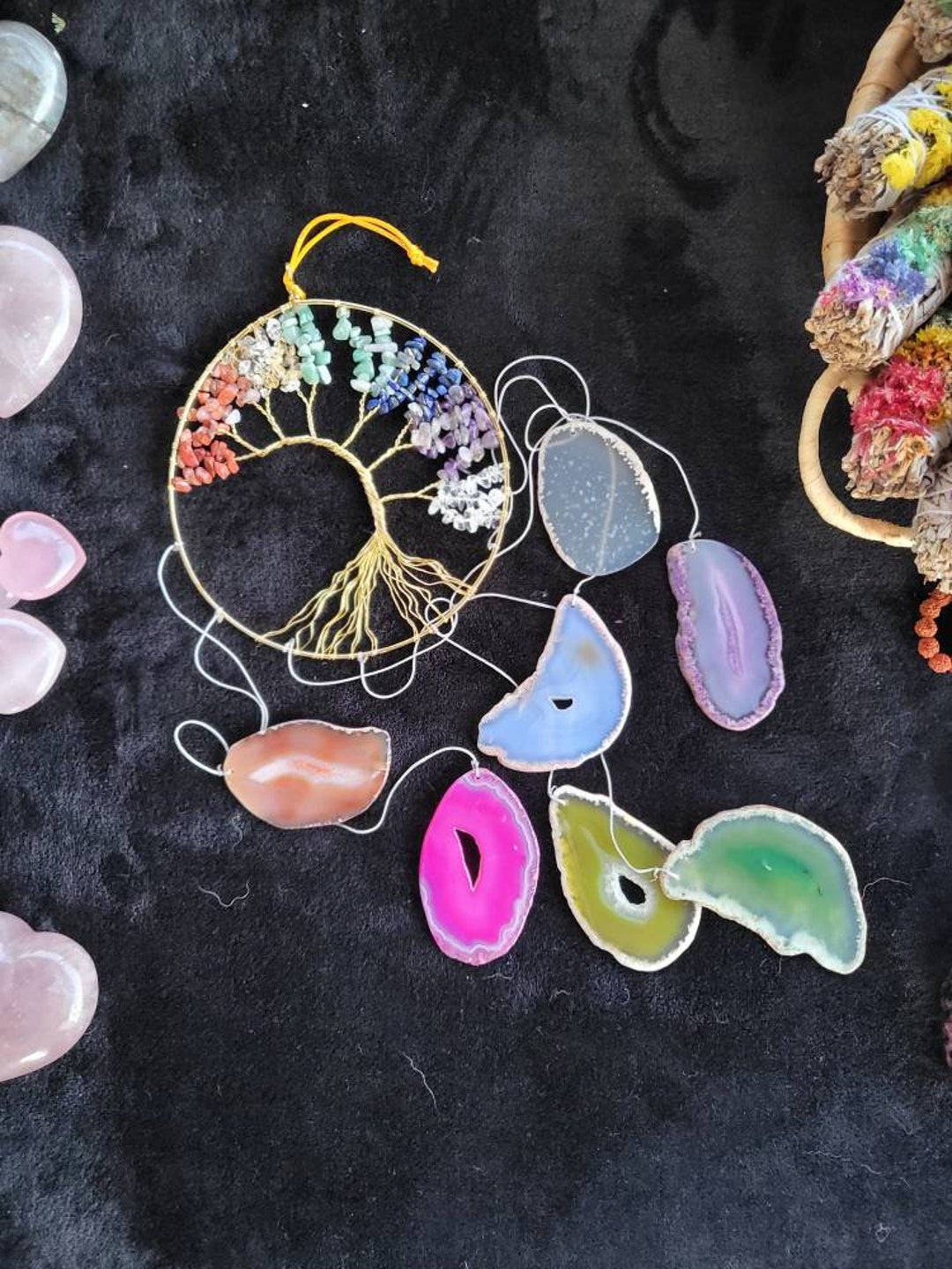 7 Chakra Tree of Life Agate Wind Chimes - Etsy