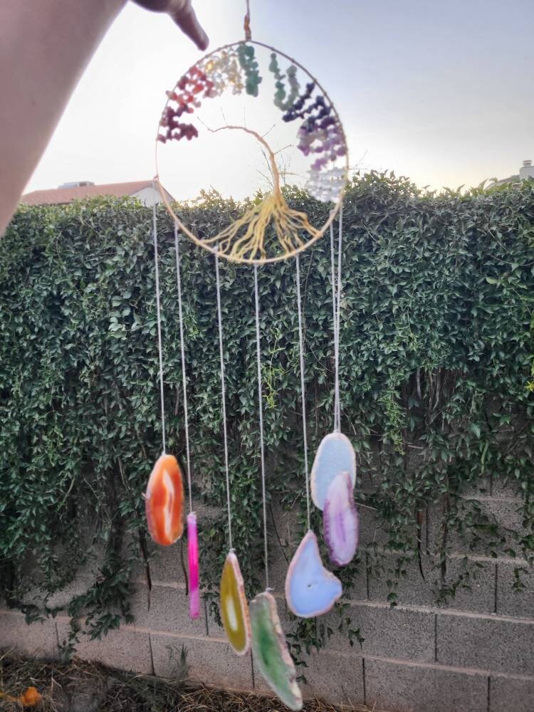 7 Chakra Tree of Life Agate Wind Chimes - Etsy