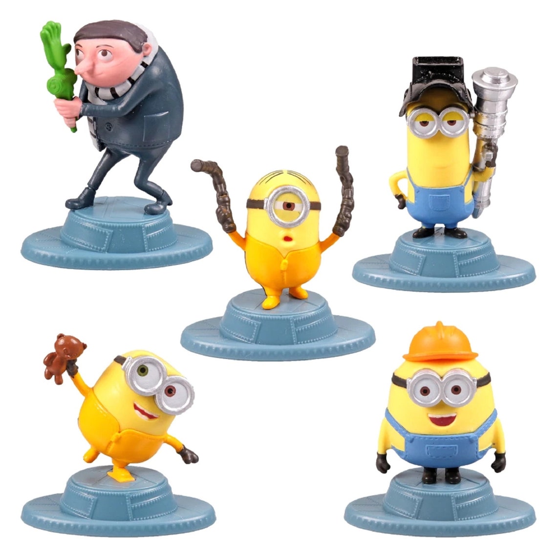 Set of 5 Minions Character Figurines 2.375x1.25 in. | Etsy