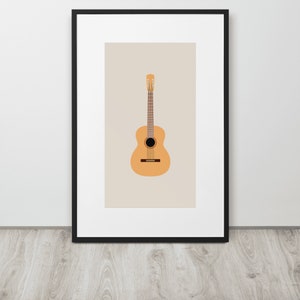 Minimalist Guitar Poster Framed With Mat Music Wall Art Framed Guitar ...