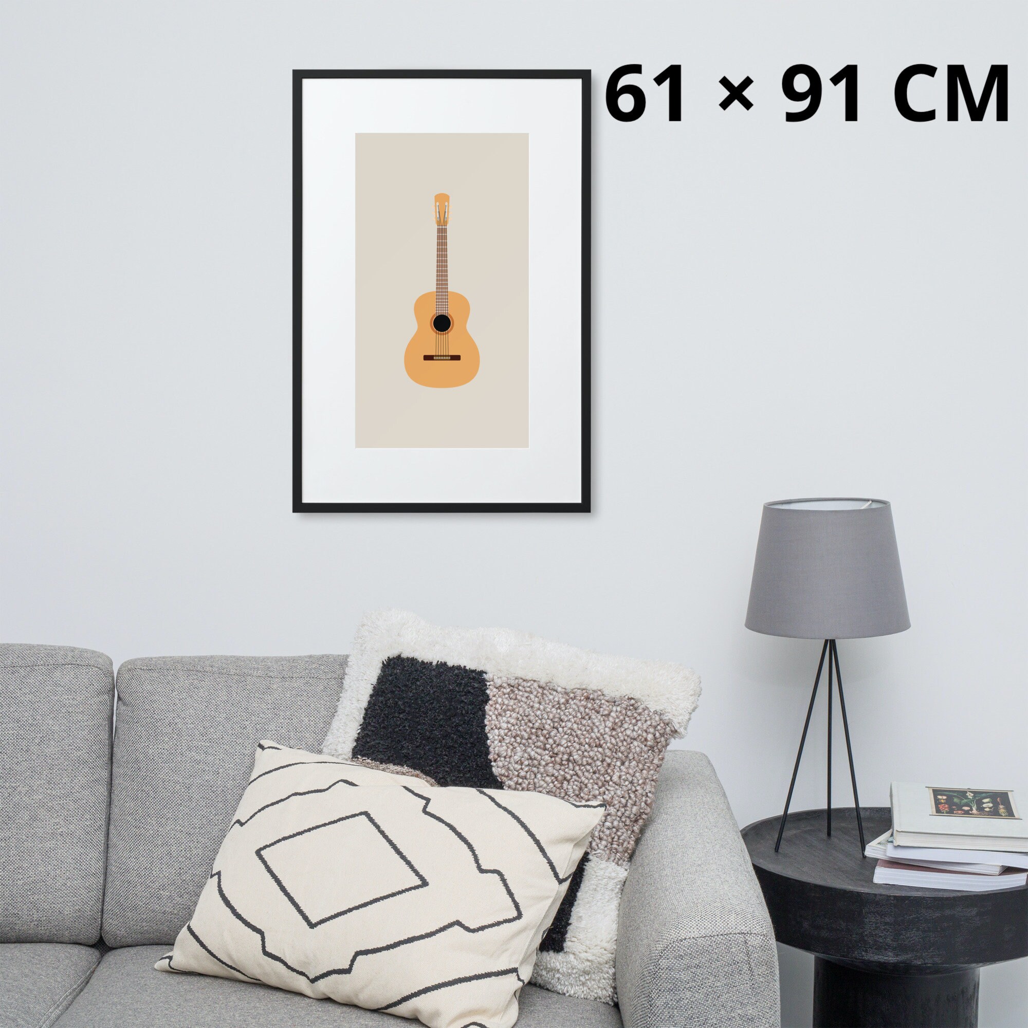 Minimalist Guitar Poster Framed With Mat Music Wall Art Framed Guitar ...