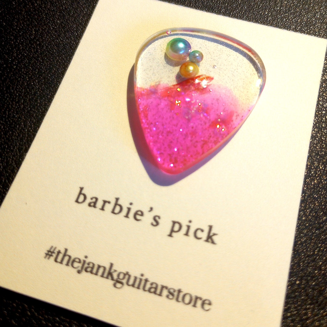 Barbie's Pick Resin Guitar Pick Handmade Gift for Musician Pink Glitter ...